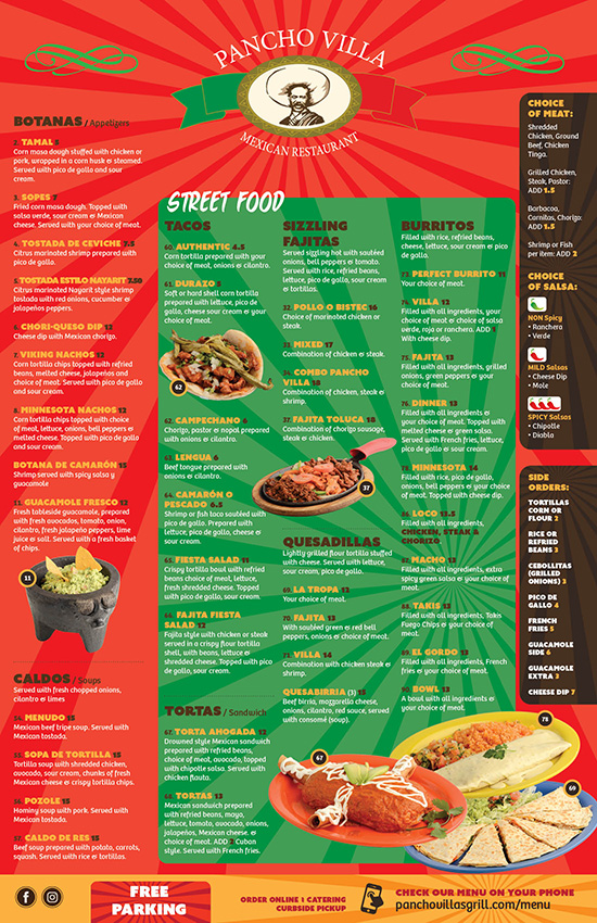 Menu – Pancho Villa Mexican Restaurant